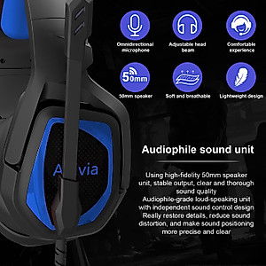 SADES Stereo Gaming Headset 3.5mm for P'S4 PC X'box One P'S5 Controller, Noise Cancelling Over Ear Headphones with Mic, Soft Memory Earmuffs for Multi-Platforms