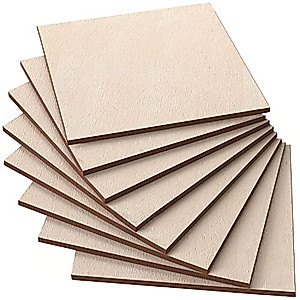 24 Pcs 4 x 4 Inch Unfinished Wooden Cutout Tiles Blank Wood for DIY Painting Staining Wall Decor