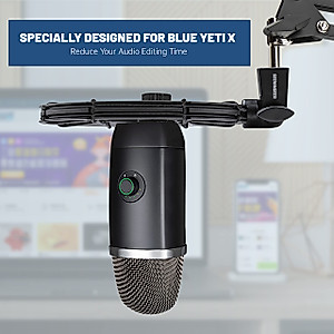 Microphone Shock Mount,Latest Advanced Vibration Blocking,Light Weight Noise Repelling Shock Mount for Blue Yeti,Yeti Pro Original Snowball & USB Pro-universal Mic Shock Mount
