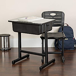 Flash Furniture Open Front Student Desk and Chair Set, 3 Pack, Grey