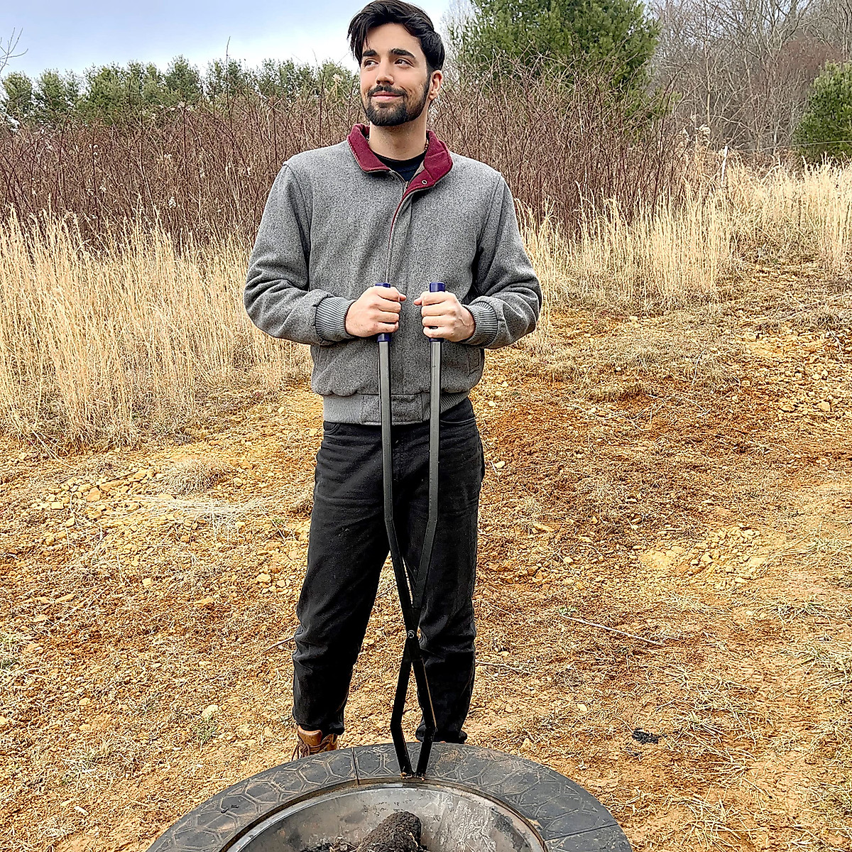 40'' Fire Tongs for Fire Pit Firewood Grabber Tool for Large Logs Outdoor Bonfire Campfire Backyard Deck Camping Heavy Duty Metal Log Grabber Rustproof Safely Moves Firewood