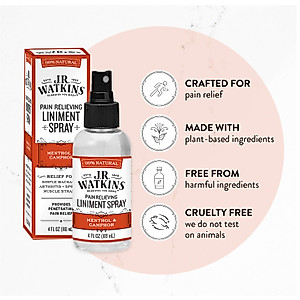 J.R. Watkins Liniment Spray – Original Pain Relieving Misting Spray – Soothes Arthritis Aches & Pains – Fast Acting Muscle Reliever, 4 fl oz (6 Pack)