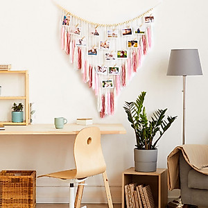 JOBOSI Warm pink wall hanging with Wood Bead Tassel pendant Decoration, bohemian wall hanging, bedroom, living room, kitchen decoration, girls' room decoration, gifts for women