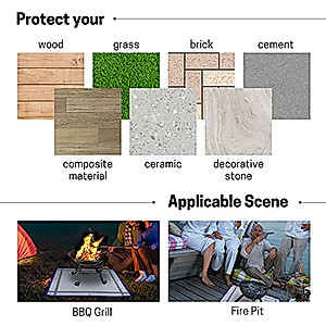 VISEMAN Fire Pit Mat for Deck Fireproof Under Fire Pit,Gill Mat for Grass Wood Deck Protection,Patio Outdoor BBQ with 3 Size(24" 32" 36")