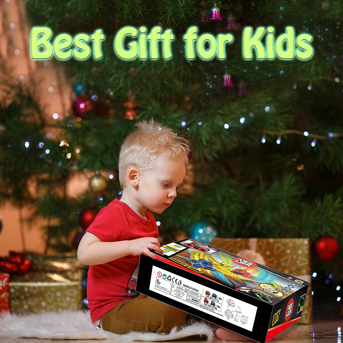 Race Car Track Toy for Kids, 200pcs Flexible Tracks of Glow in The Dark with 1 LED Light-Up Race Car for 3 4 5 6 7 Years Old Boys Girls Toddler, 19Ft Train Track Set Can be Build in Various Ways