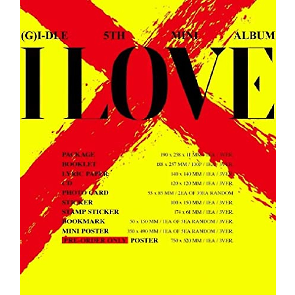 (G)I-DLE 5th Mini Album I Love X-File Version Gidle Package Booklet Lyric Paper CD Photo Card Sticker Bookmark Mini Poster Package
