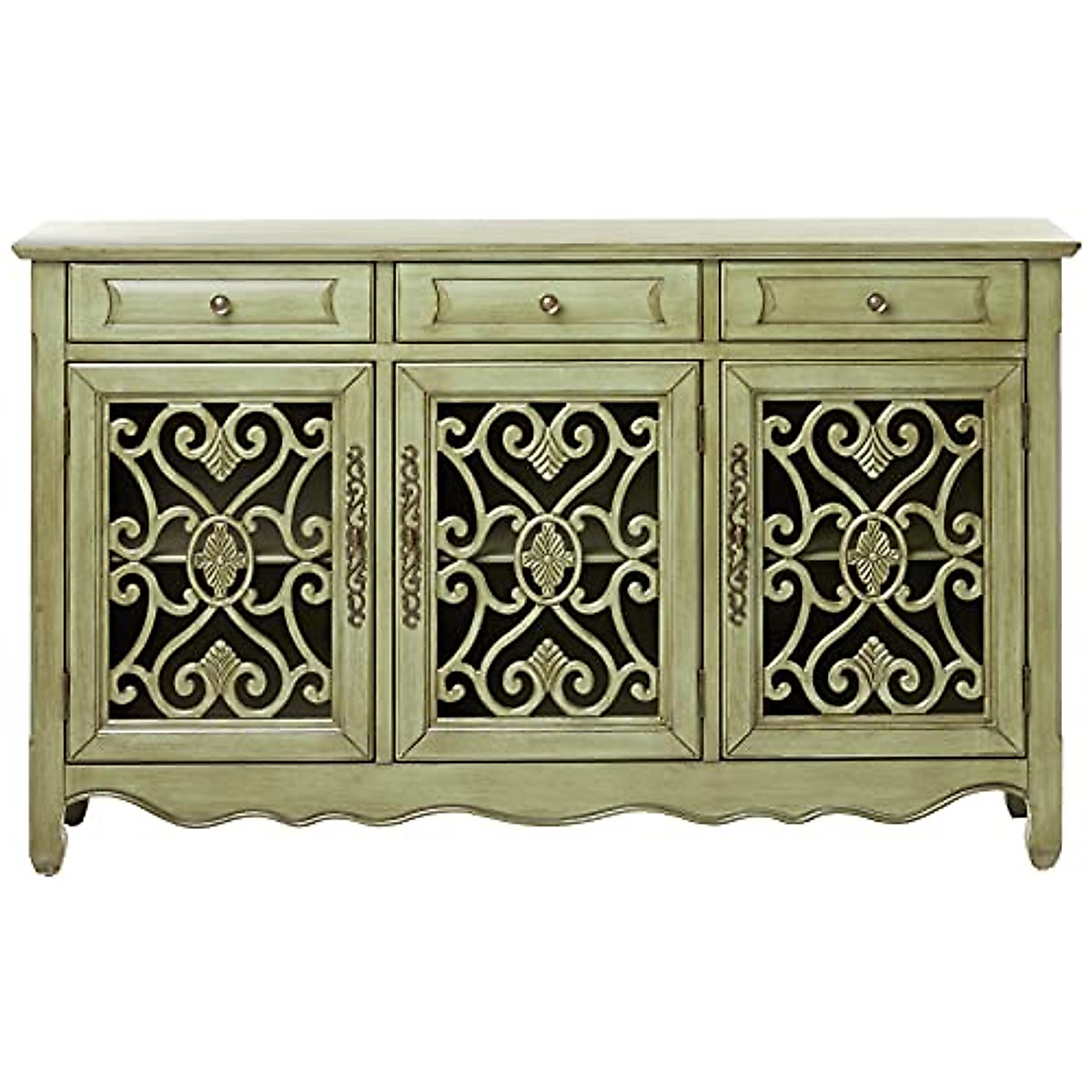 COASTER 3-Door Accent Cabinet Antique Green