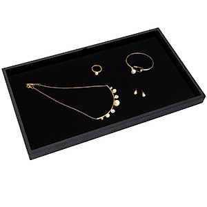 MOOCA 6 Pcs Set Jewelry Display Tray Pad Jewelry Display Tray Insert Accessory for Jewelries, 14 W x 7 1/2 D in, Black Velvet