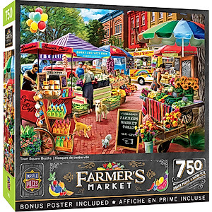 MasterPieces 750 Piece Jigsaw Puzzle for Adults, Family, Or Youth - Town Square Booths - 18"x24"