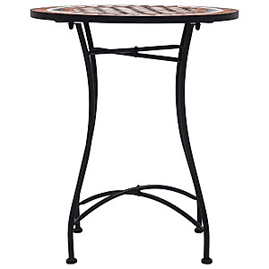PSFANMZX Mosaic Bistro Table,Outdoor Coffee Table,Small Plant Table,Apartment Gardening Balcony,Porch Side Table,for Patio, Backyard,Pool, Brown 23.6" Ceramic