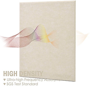 Jardeon Acoustic Absorption Panels Camel Sound Absorbing Padding Soundproof Wall Tiles, Beveled Edge, 16" X 12" X 0.4", 6 Pack