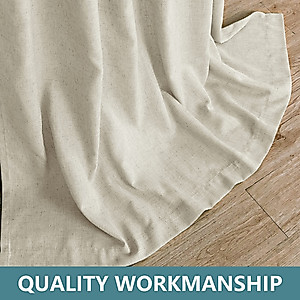 KOUFALL Beige Curtains 45 Inch Length for Farmhouse Kitchen,Rustic Country Burlap Sheer Cotton Curtains for Cafe,Tan