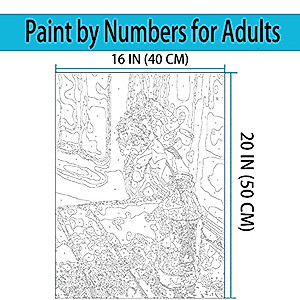 Paint by Numbers for Adults and Kids,DIY Oil Painting Kit on Canvas with Paintbrushes and Acrylic Pigment, Arts Craft for Home Wall Decor- Flower 16" W X 20" L