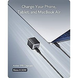 Anker USB C Charger 30W, 711 Charger, Compact Fast Charger (Not Foldable) for MacBook Air/iPhone 13/13 Mini/ 13 Pro/ 13 Pro Max/ 12, Galaxy S21, Note 20, iPad Pro, Pixel, and More