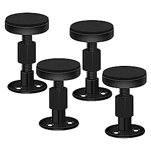 QUACOWW 4PCS Black Adjustable Bed Frame Anti-Shake Tool,Adjustable Threaded Headboard Stoppers/Bumper Against Wall,Bed Shake Support Stabilizer Device for Anti-Knocking