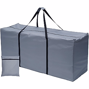 Patio Cushion Storage Bag Waterproof, Outdoor Garden Furniture Cushion Trunk Storage Bag Zipped Case Waterproof 210D Heavy Duty Rip Proof Oxford Fabric Christmas Tree Storage Bag (Grey 173*76*51cm)