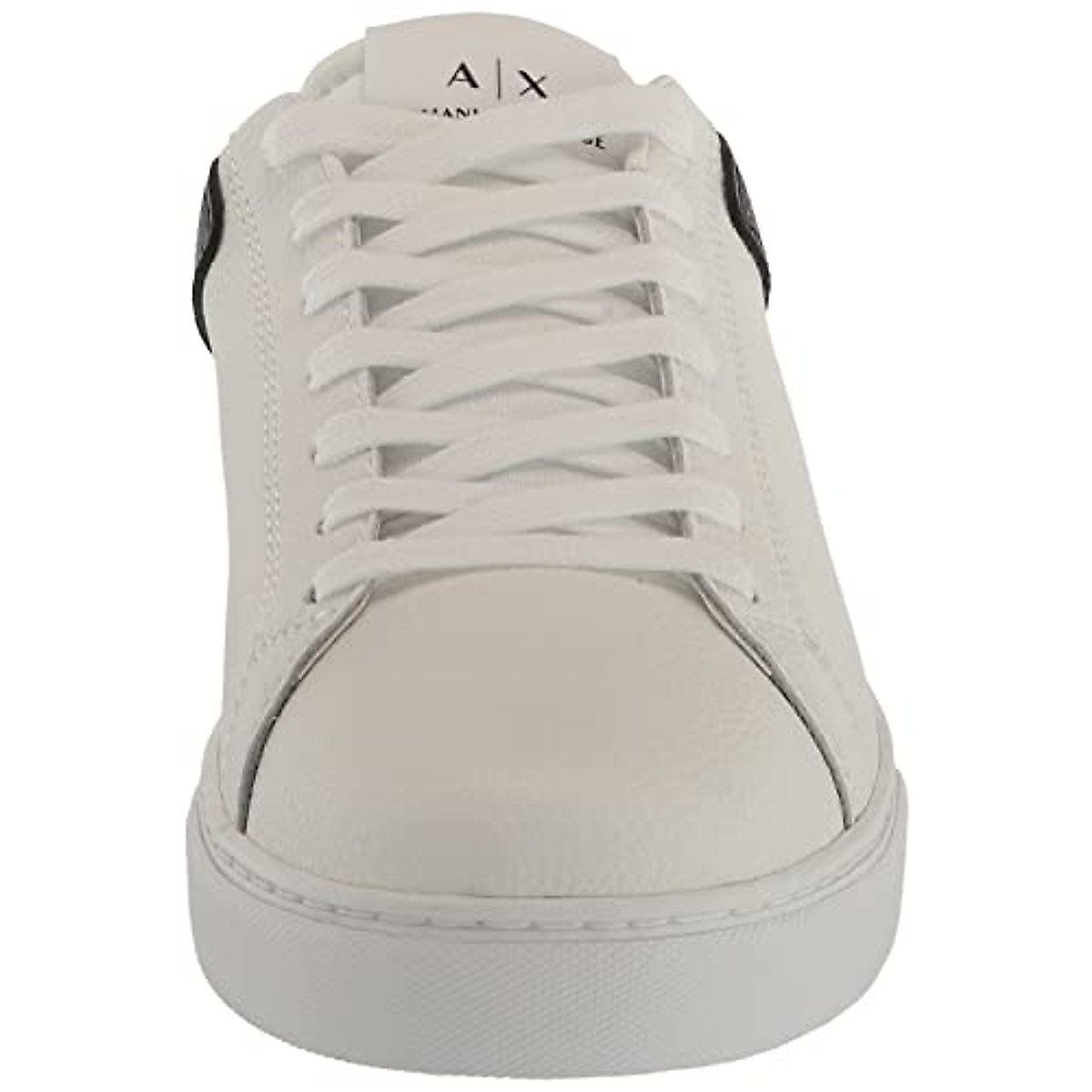 A|X Armani Exchange Men's Updated Leather Sidewall Logo Sneaker, Op.White+Black, 11