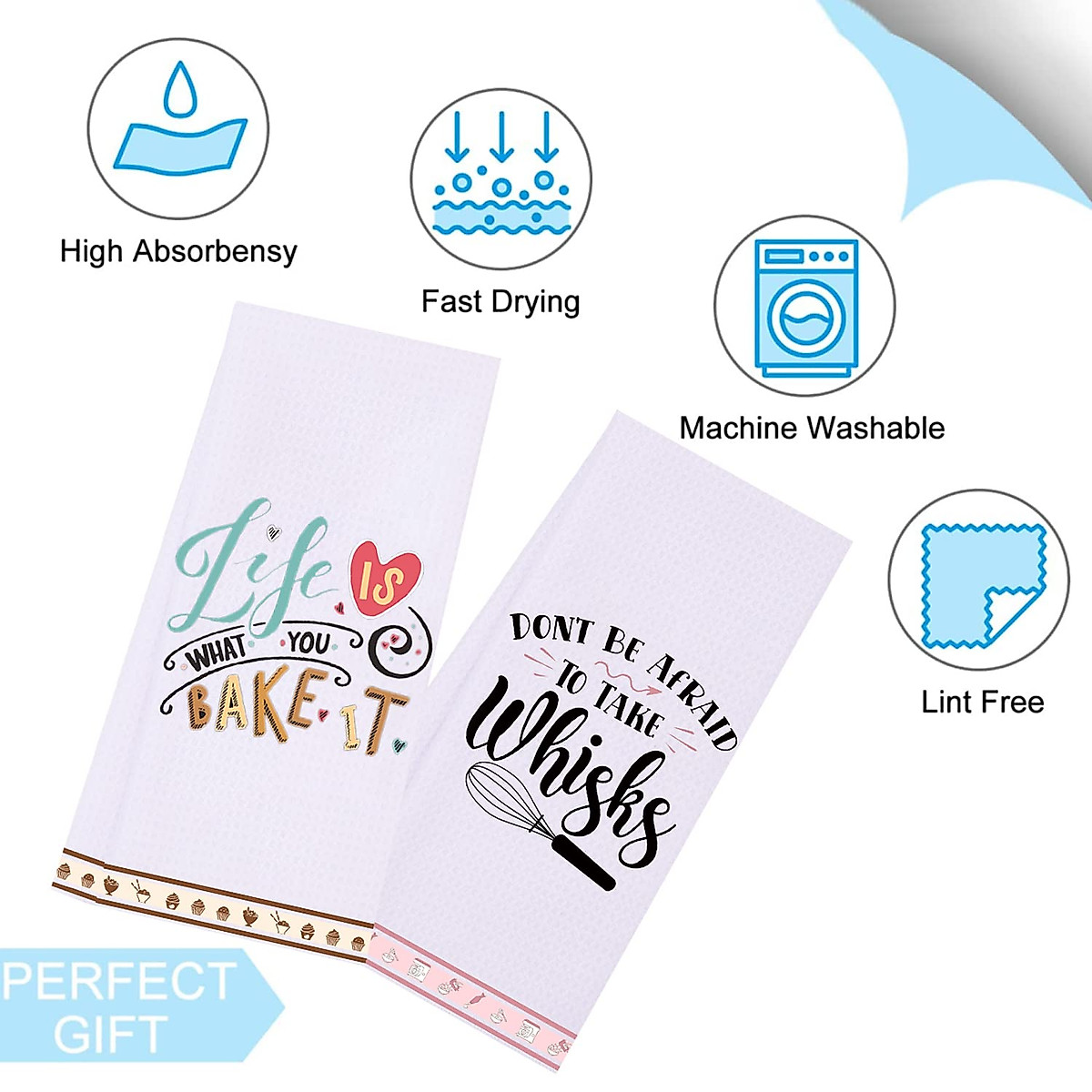 LXOMILL Funny Kitchen Towels, Baking Gifts for Women, Baker Gift, Funny Baking Cooking Towels, Baking Funny Dish Towels