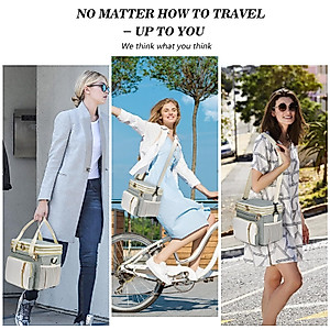 BAGNN Lunch Box & Lunch Bag for Women Men, Large Insulated Adult Lunch Box Leakproof Lunchbox Cooler Bag for Work Picnic Beach,16L, Olive Green & White