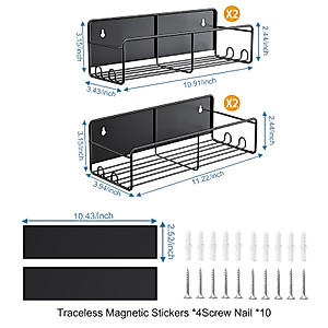 XHENEEB Magnetic Spice Rack for Refrigerator 4 Pack Magnetic Spice Rack Fridge Organizers and Storage Metal Magnetic Shelf