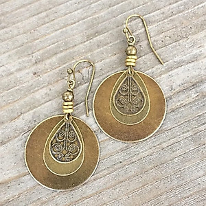 Bohemian - Brass Dangle Earrings - Ethnic Jewelry