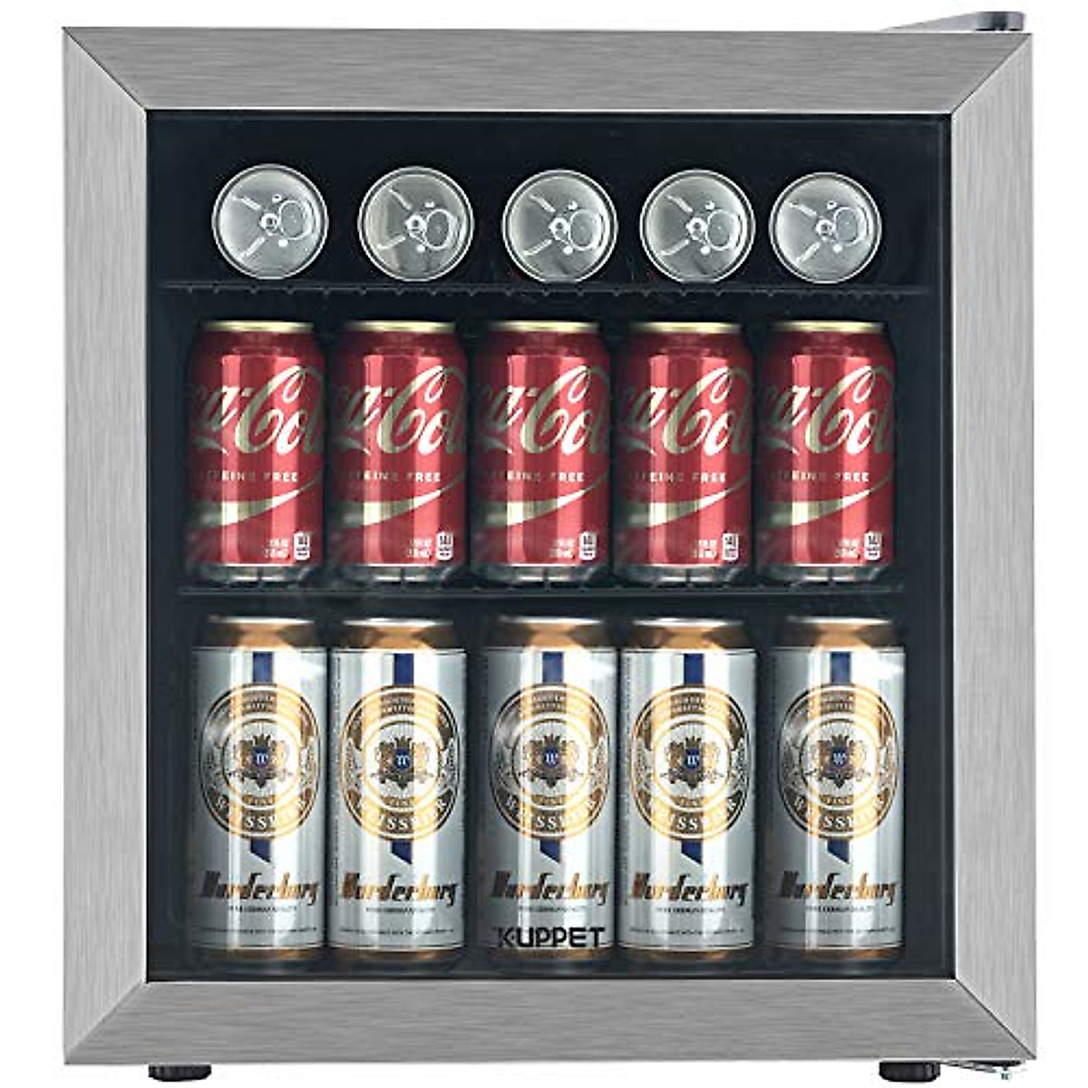 TABU 65 Can Beverage Refrigerator,Mini Fridge with Glass Door, Display Front Beverage Cooler with Adjustable Shelves for Beer Soda or Wine, Ideal for Home, Office or Bar (1.6 Cu.Ft)