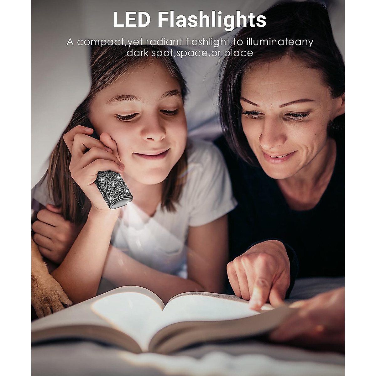 Bling Small Portable Charger, Power Bank, 6800mAh Ultra Compact Cute Shining Battery Pack 5V3.1A Fast Charger Built-in iOS Connector and Flashlight for iPhone 14 Series to iPhone 5 Series(Silver)