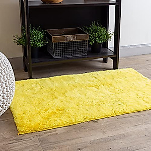 Super Area Rugs Ultra Soft Faux Rabbit Fur Chair Couch Cover Area Rug for Bedroom Floor Sofa Living Room, Yellow, 2 x 3 Feet