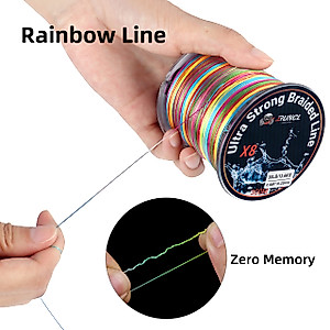 RUNCL Braided Fishing Line, 8 Strand Abrasion Resistant Fishing Line Braid, Super Durable, Smooth Casting, Zero Stretch, Smaller Diameter, Hi Vis, 328-1093 yards, 12-100LB(18LB,328yds)