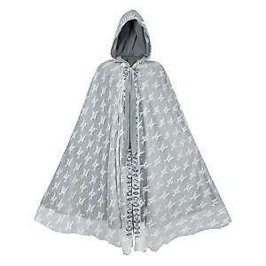 Mingyuezai Renaissance Hooded Cape Gothic Velvet Cloak Medieval Witch Capelet(Grey)