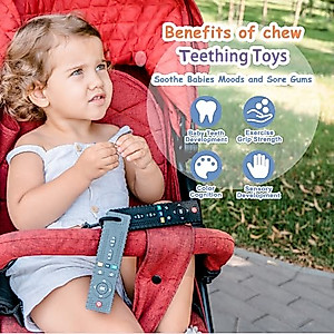 Yoolane Baby Teething Toys Silicone Teethers for Babies 3-24 Months Remote Control Shape Teething Relief Chew Toy for Toddler Infant Boy Girl BPA Free Freezable Newborn Stuff Essentials Gift, 2 Pieces