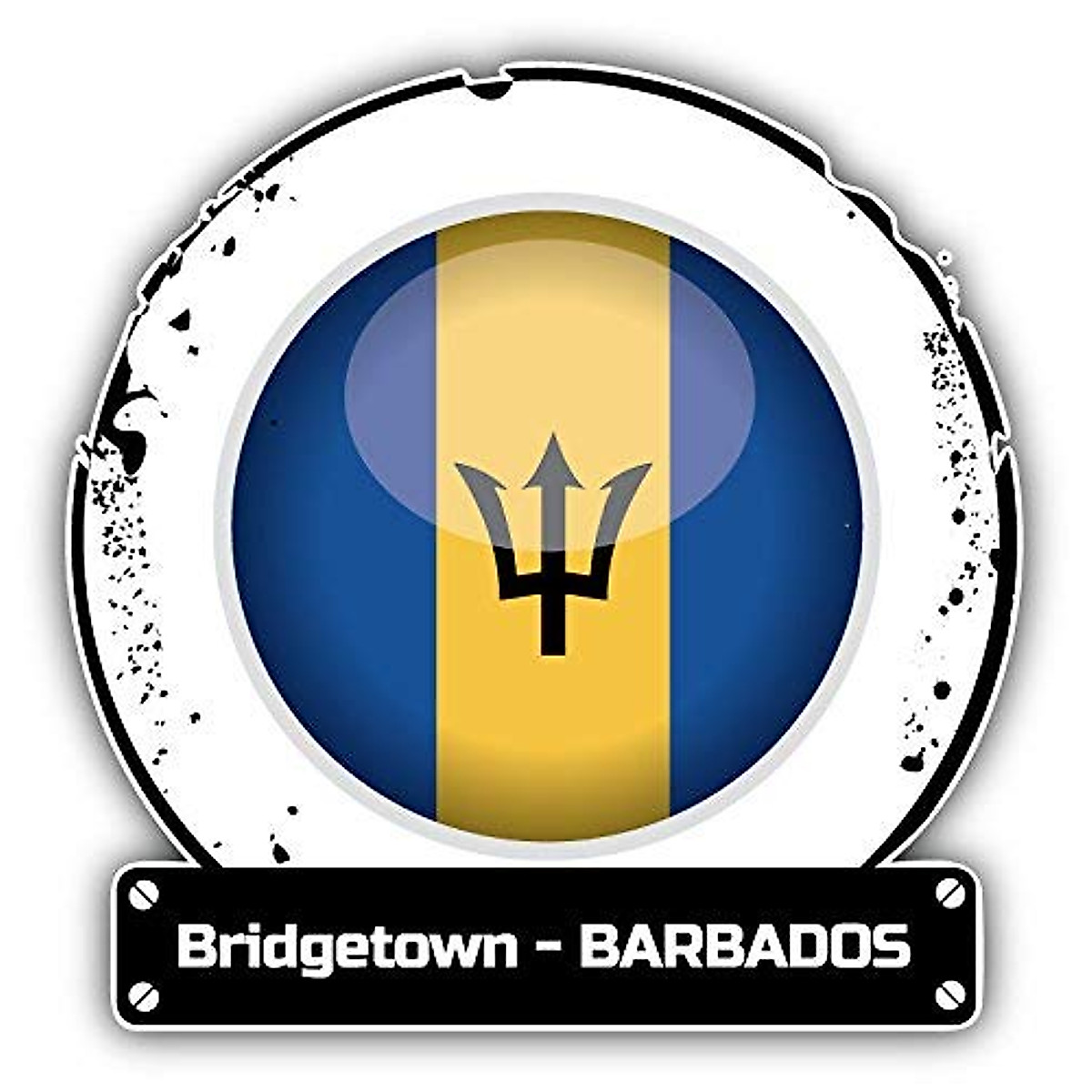 DG Graphics Bridgetown Barbados Glossy Flag Label Art Decor 5'' x 5'' Magnet Vinyl Magnetic Sheet for Lockers, Cars, Signs, Refrigerator