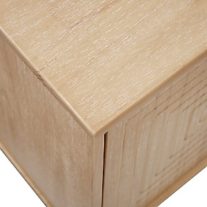 MUSEHOMEINC Wood TV Stand/Media Console with Shelve and Drawer for Living Room,Mid-Century Modern Style,Beige and Black Finish