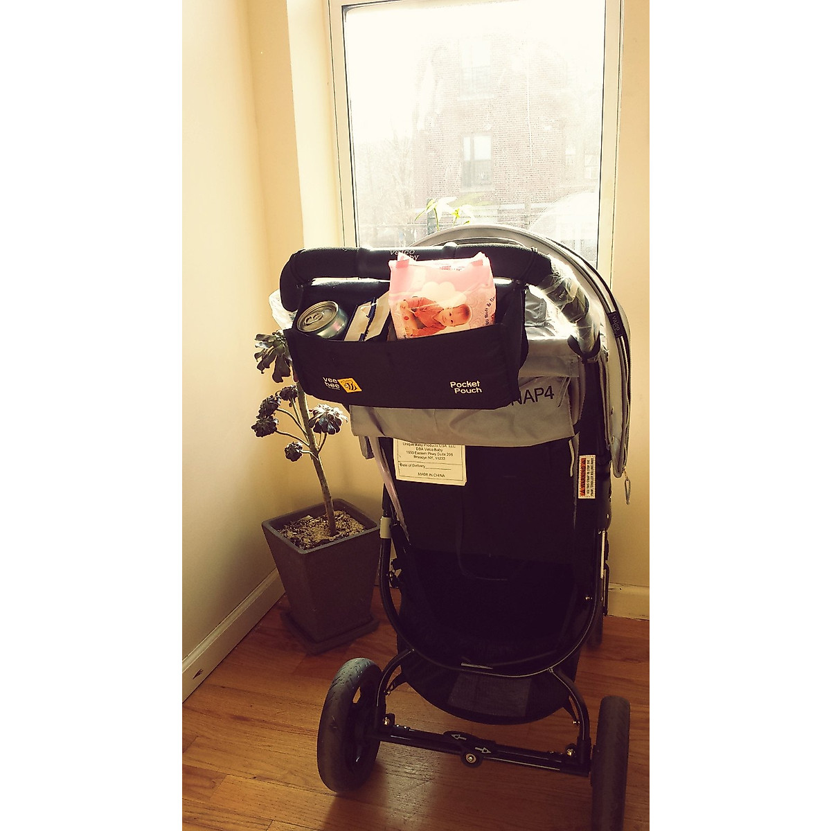 Valco Baby Universal Pocket Pouch Snack Tray – 3 Compartments, Mesh Rear Pouches, Fits Most Single & Twin Strollers, Compatible with All Valco Models