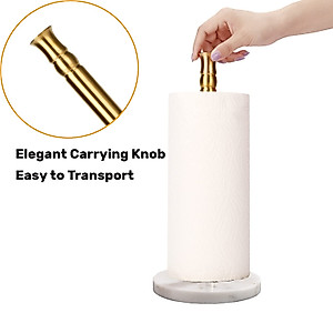 Gold Paper Towel Holder Stand Countertop with Heavy Weighted Stainless Steel Base, Free Standing Paper Towel Holder (Gold Brushed)