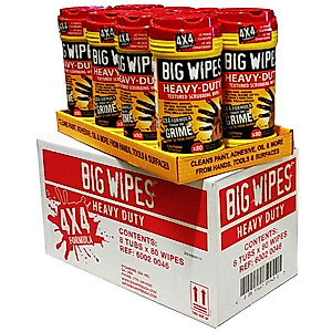 Big Wipes"Red Top" Heavy Duty Industrial Textured Scrubbing Wipes (Pack of 8)