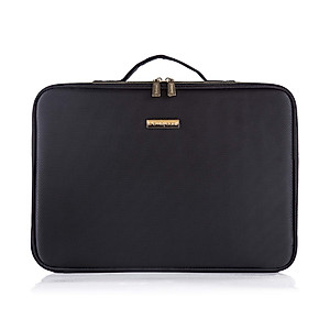 ROWNYEON Makeup Bag Cosmetic Makeup Train Case Artist Makeup Organizer Professional Portable Storage Bag for Women Girl Waterproof EVA Adjustable Dividers Large Black