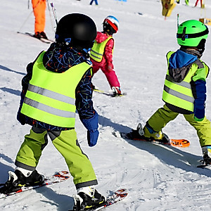 Unittype 10 Pcs Kids Safety Vest Bulk Construction Visibility Reflective Toddler Traffic Vest for Running Cycling Children(Fluorescent Green)