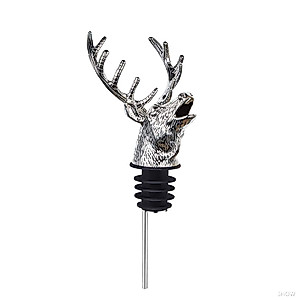 Deer Head-Wine Pourer Spout,Wine Bottle Stopper for bar and Home, Animal Wine Pourer,Accessories Birthday and Wedding Christmas Gifts (Slivery)