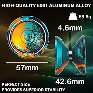 WATIEOBOO M18 Responsive & Professional Unresponsive Yoyo - Kids 8-12 & Adults Pro Metal Trick Yoyo with Yo Yo Bearing Kit, 10 Strings, Case & Gloves (Green, Yellow, Black)