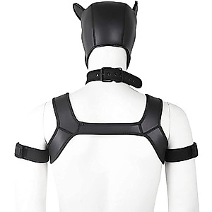 Unisex Neoprene Dog Head Mask, Novelty Dog Head Mask with Collar, Armband and Shoulder Strap