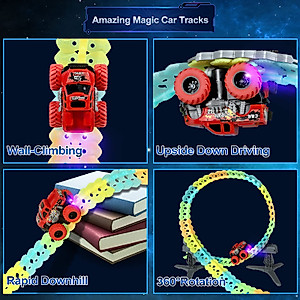 BoomCaCa Tracks Truck Replacement Only, Light Up Magic Cars for Tracks Compatible with Glow in The Dark (Red Truck)