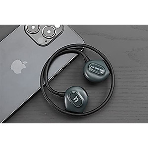 ULlife Me-300S: Lightest Foldable Bone Conduction Headphones, Waterproof Open-Ear Bluetooth Sport Headphones, Foldable Wireless Earphones for Workouts and Running, Built-in Mic, with Ear Hooks (Black)