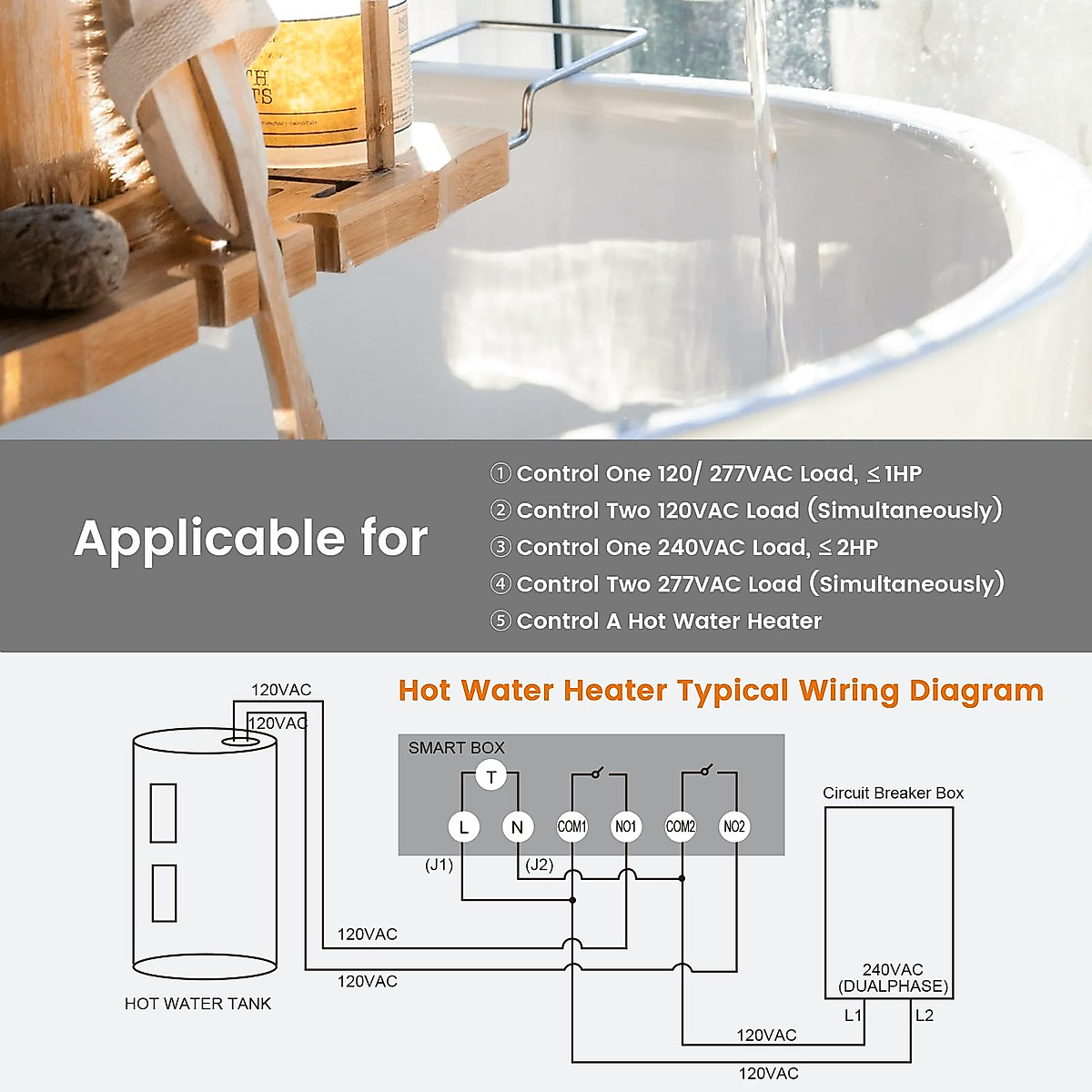 Suraielec WiFi Pool Timer, Outdoor Indoor Smart Switch, 40 AMP, 2HP, 120, 240, 277 VAC, Heavy Duty Pool Controller Light Timer Box for Pool Pump, Water Heater, Spa, Powerful Electrical Appliances