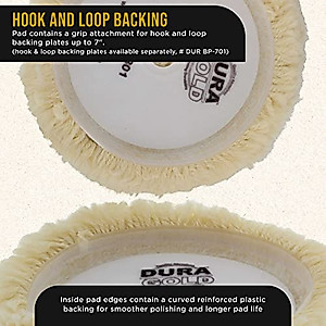 Dura-Gold 8" Wool Hook & Loop Grip Buffing Pad for Compound Cutting & Polishing - Fits Automotive Car Detailing Polisher Sanders - Polish Auto Paint, Boat Marine Epoxy