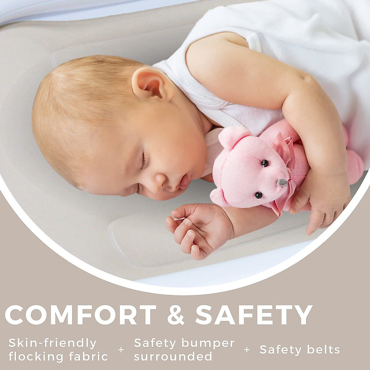 eirix Inflatable Toddler Travel Bed, Portable Baby/Toddler Bed Airplane Footrest Airplane Seat Extender for Kids Suit for Economy Seats, Train, Car (White)