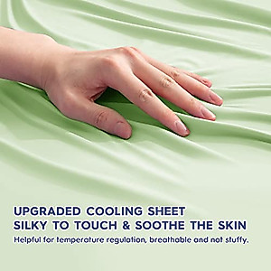 ABENE California King Green Cooling Dual Layer Mattress Topper for Hot Sleepers, Breathable Cool Fitted Sheet for Night Sweats Relief Plus Thick Mattress Pad Cover Soft Pillowtop with Deep Pocket