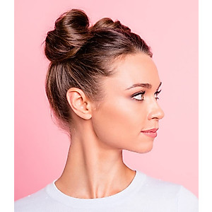 Styla Hair Small Donut Bun Maker for Kids Hair Buns - Easy Ballet and Sock Buns (6pc Brown 2 Inch Size)