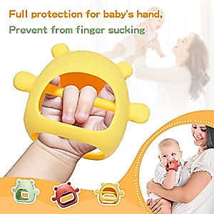 Silicone Teething Toys for Babies 3-6 Months - 3 Pack Never Drop Teething Mittens for Infants 6-12 Months, Mushroom Penguin Hand Teethers, Baby Chew Toys for Sucking Needs - Dishwasher Safe