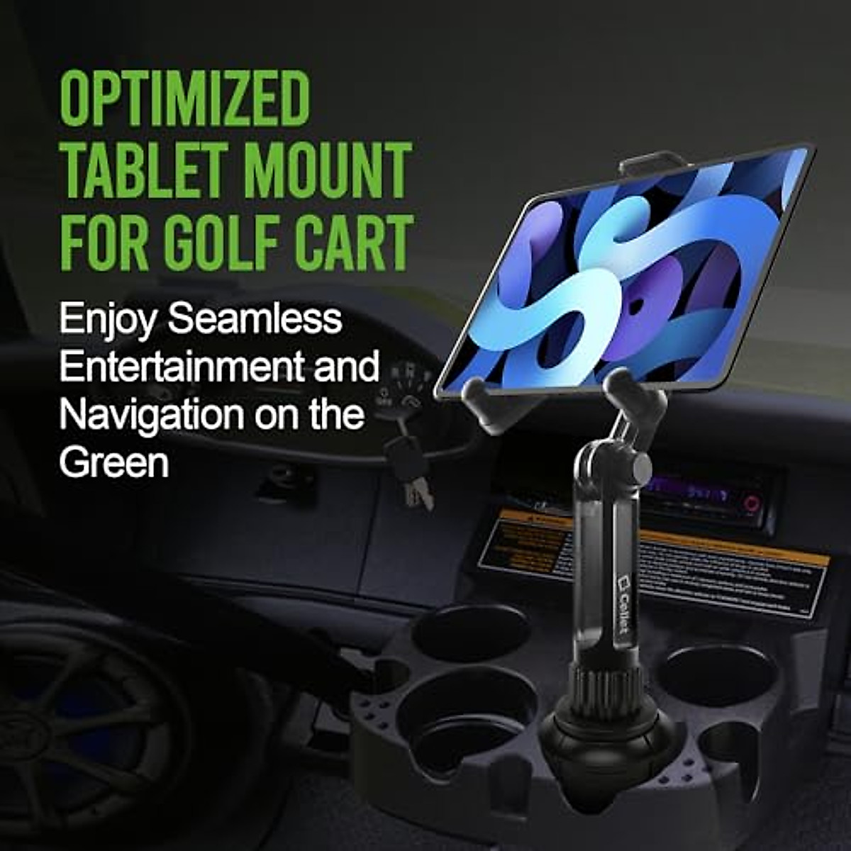 Cellet Universal 360 Adjustable Cup Holder Tablet Automobile Mount Cradle Compatible to Apple IPad Pro 12.9 IPad 9.7-inch Air 2019 IPad Mini 4 Samsung Galaxy Tab S4 S5e Surface Go Pro 6(PHC670M) 13in